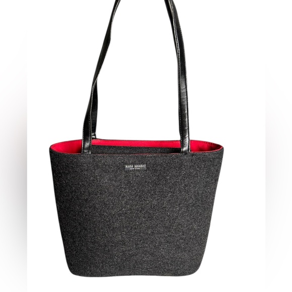 kate spade | Bags | Vintage Kate Spade Wool Dark Gray Tote | Poshmark